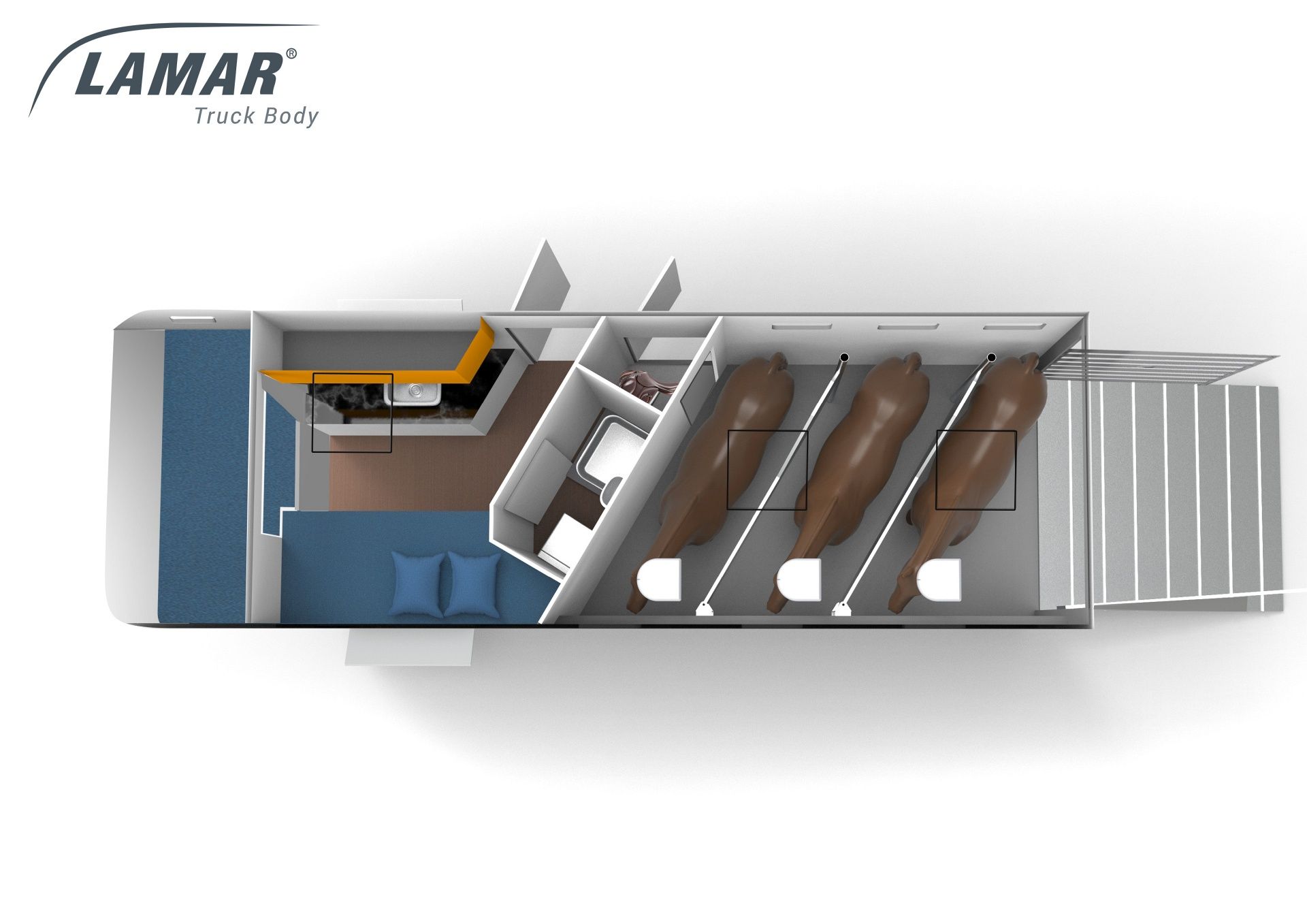 Lamar HorseTruck – layout for 3 horses – Lamar